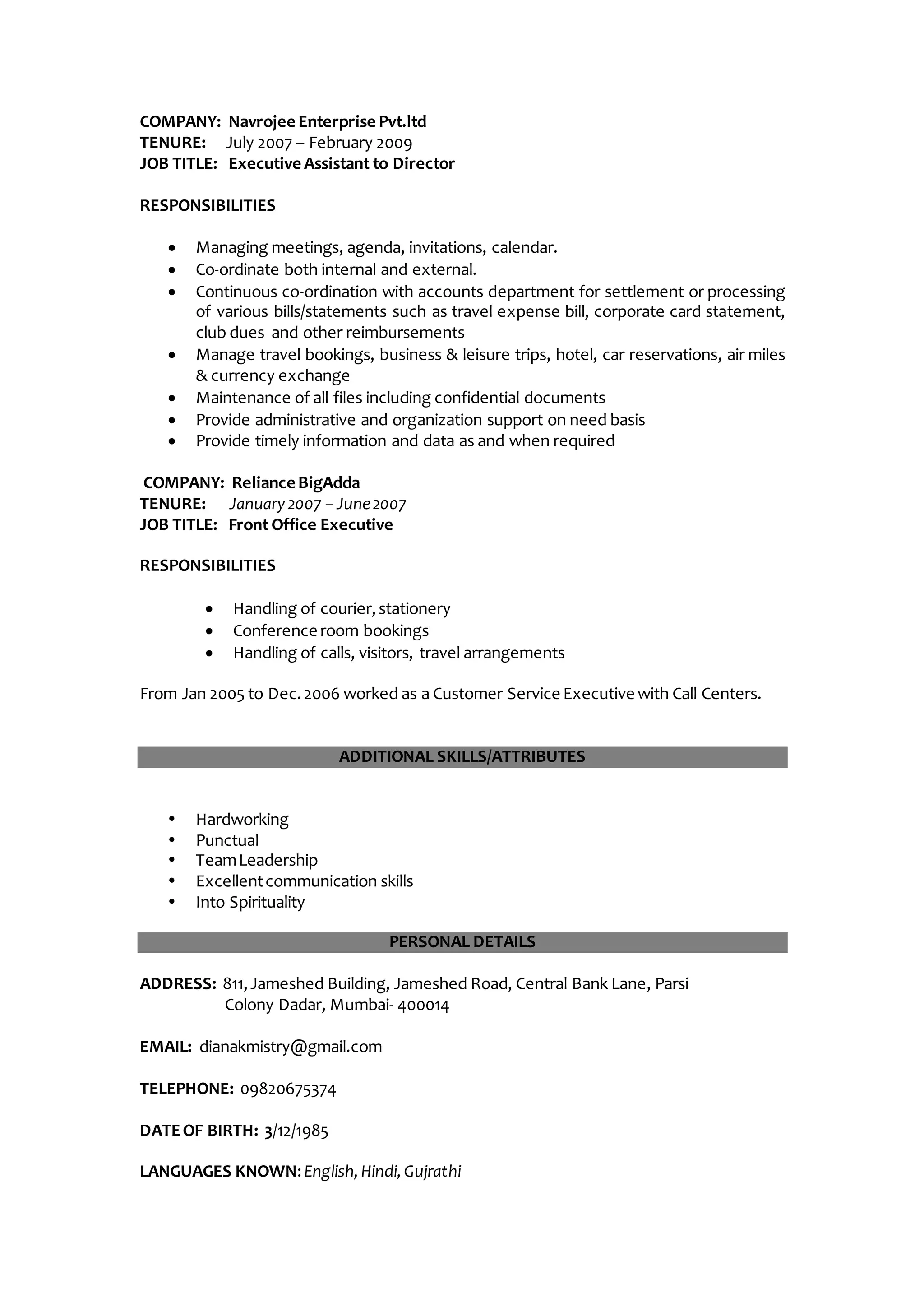 CV Diana Mistry | DOCX