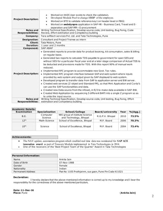 Ankita Jain 4+ years exp in SAP ABAP | DOCX | Computer Software and Applications | Computing