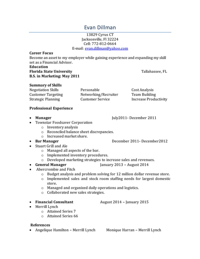 Evan resume | DOCX
