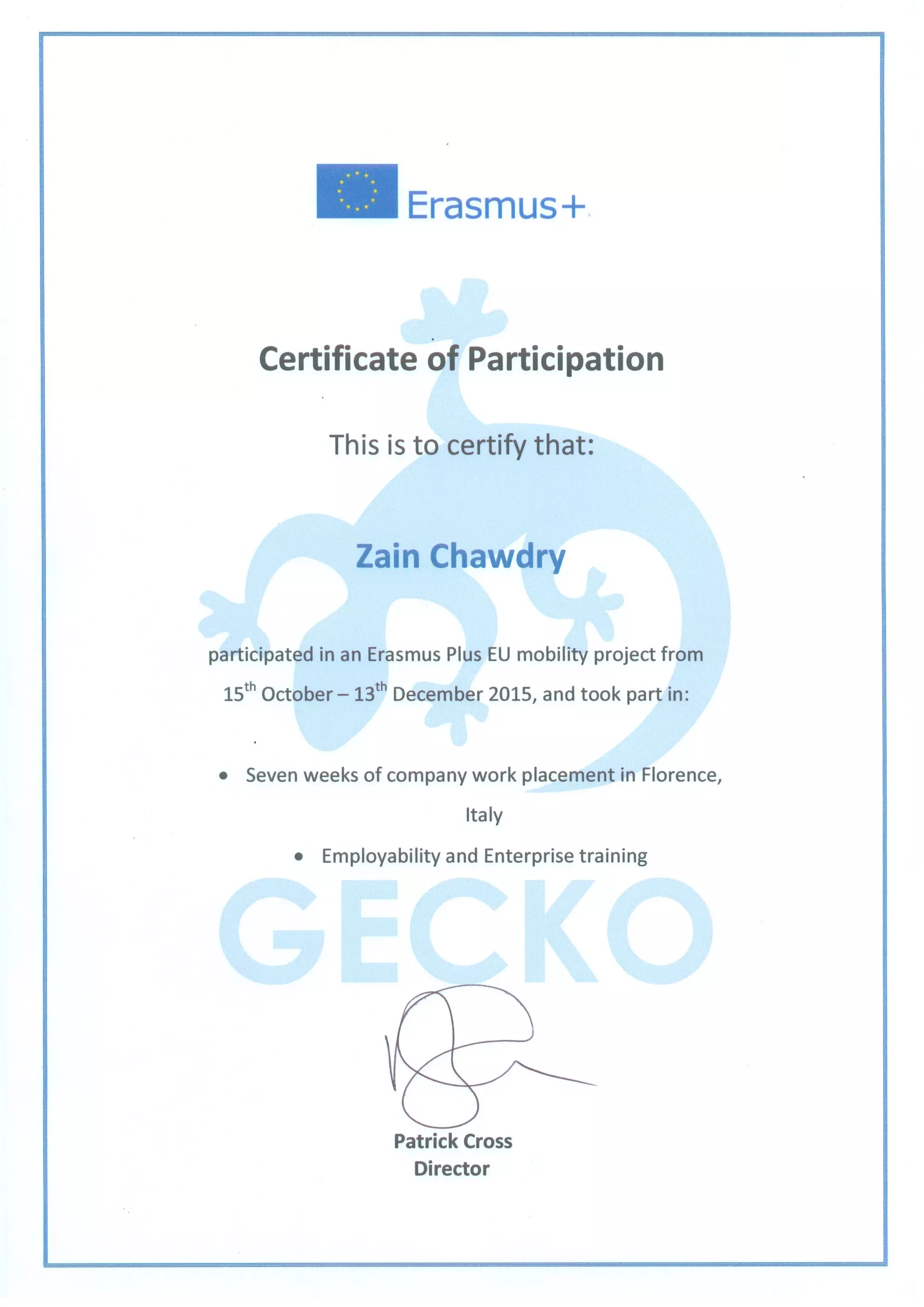 Erasmus Certificate | PDF
