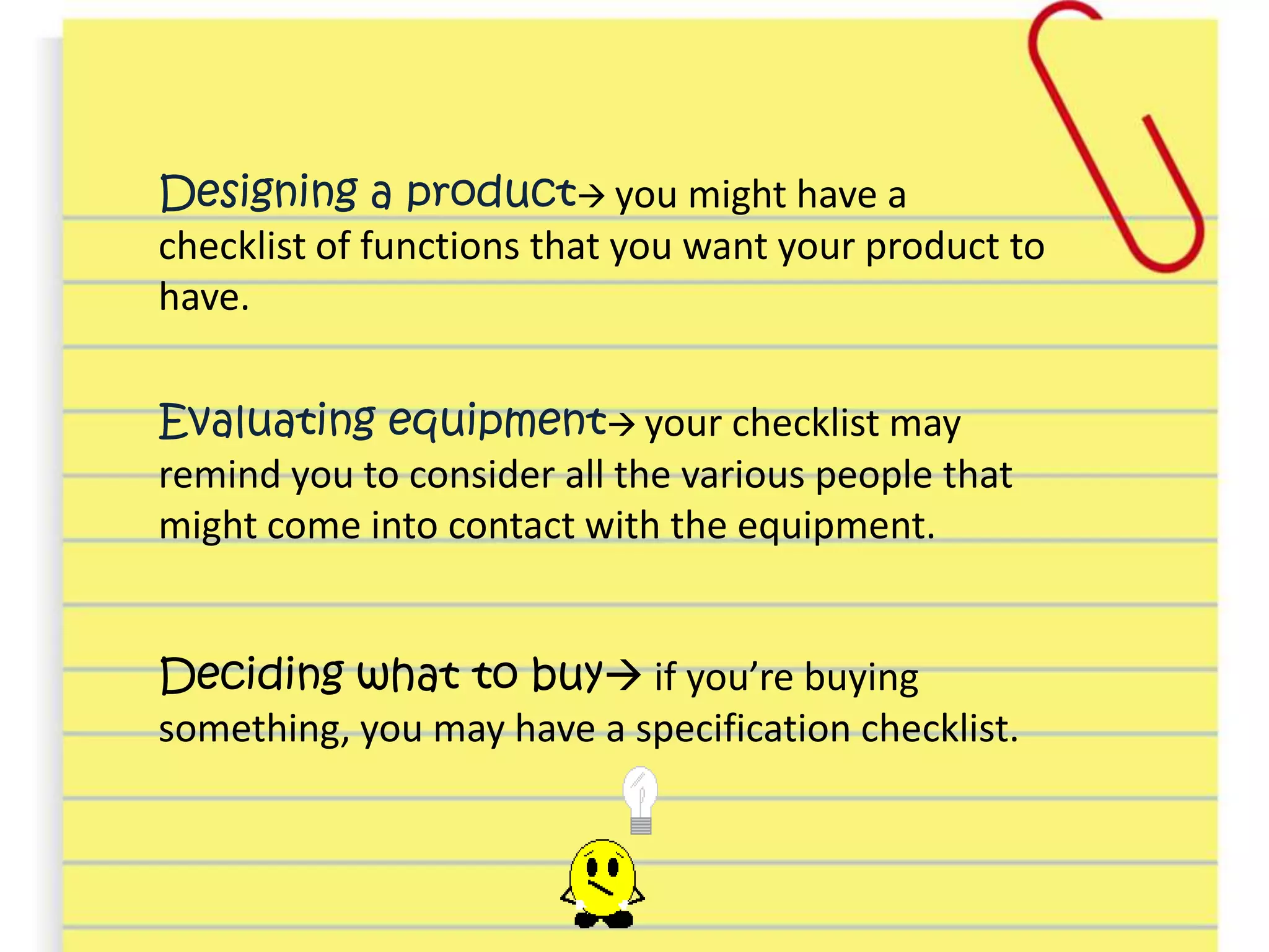 different kinds of checklist ppt | PPTX