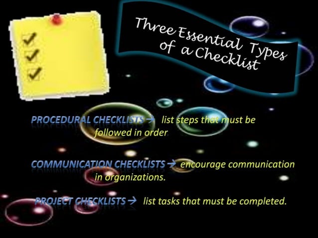 different kinds of checklist ppt | PPT