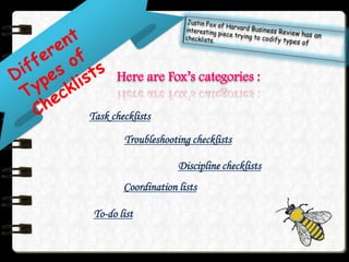 different kinds of checklist ppt | PPT