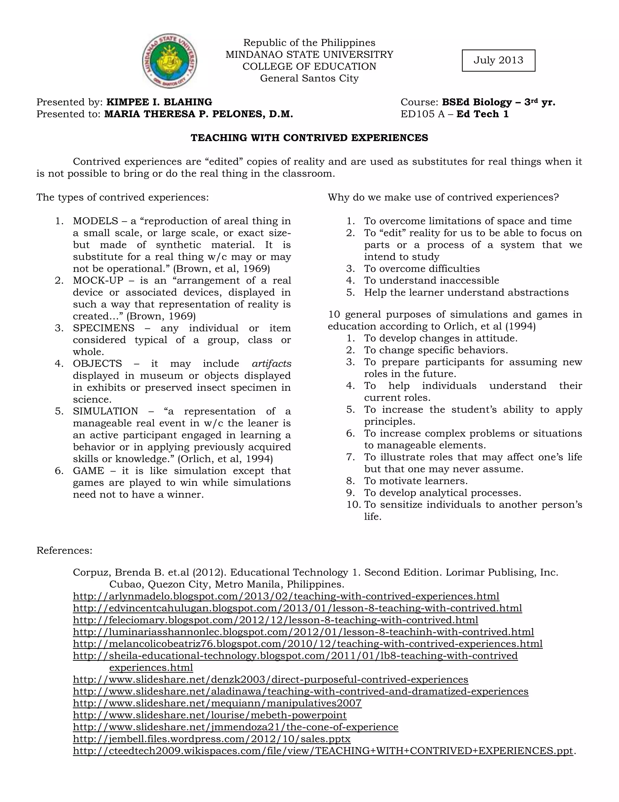 Teaching with Contrived Experiences | DOCX