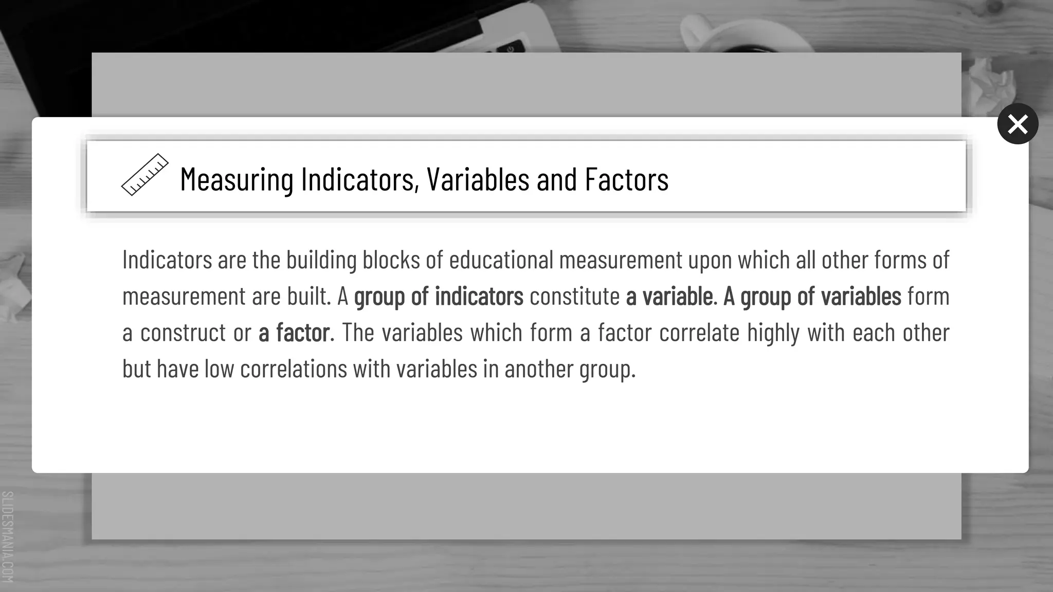 measuring variables, indicator, and factor | PPTX