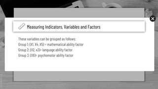 measuring variables, indicator, and factor | PPTX