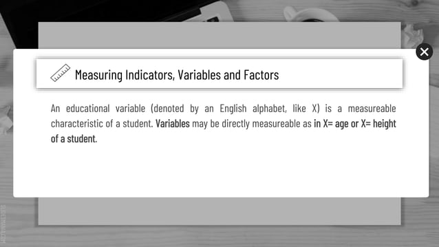 measuring variables, indicator, and factor | PPTX | Educational ...