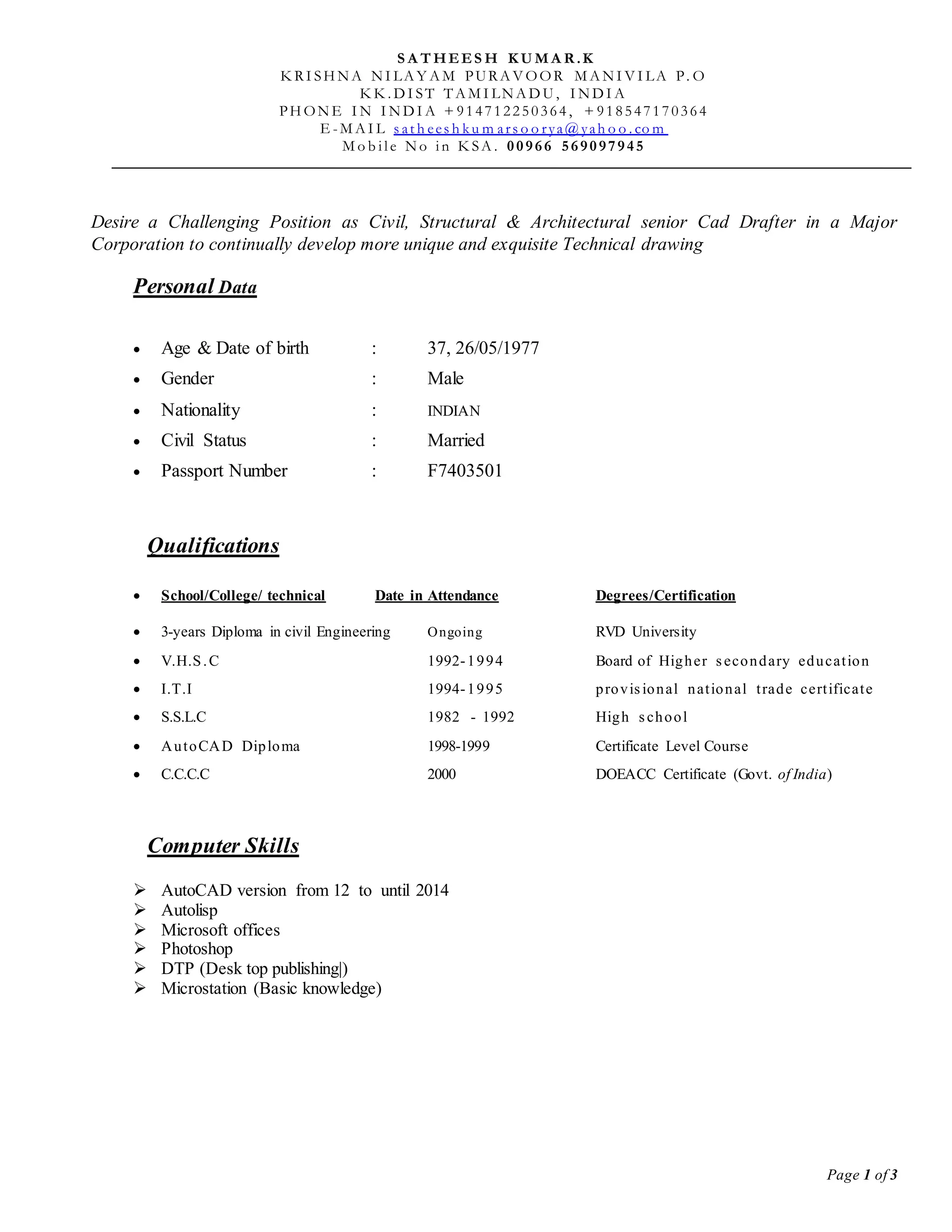 SATHEES CV (Updated) | DOCX