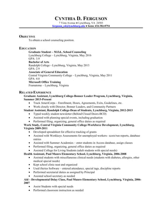 Cindy Ferguson - Resume - 2015 | PDF