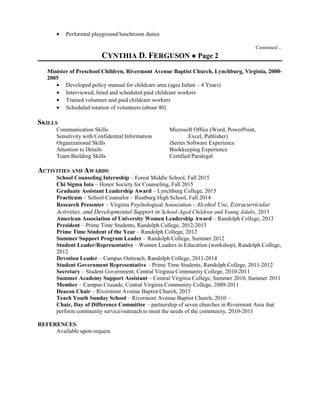 Cindy Ferguson - Resume - 2015 | PDF