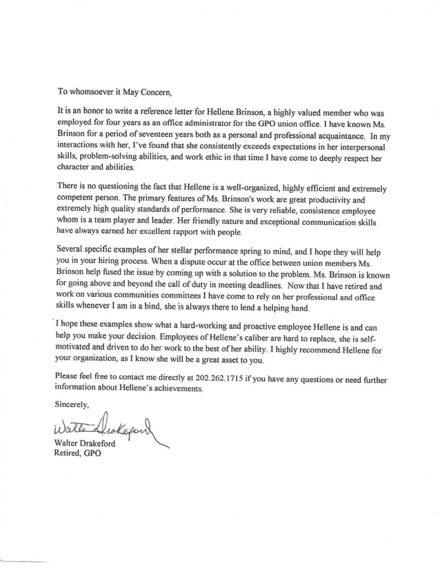 Walter Drakeford recommendation letter | PDF