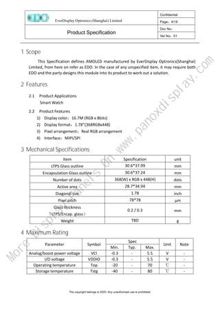1.78 inch 368x488 OLED Display Touch Panel | PDF