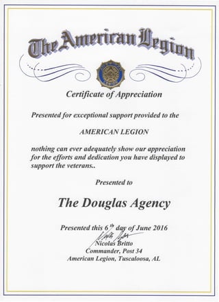 American Legion Post 34 Certificate | PDF