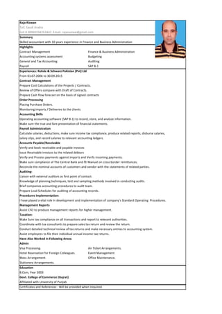 Raja Rizwan CV | PDF