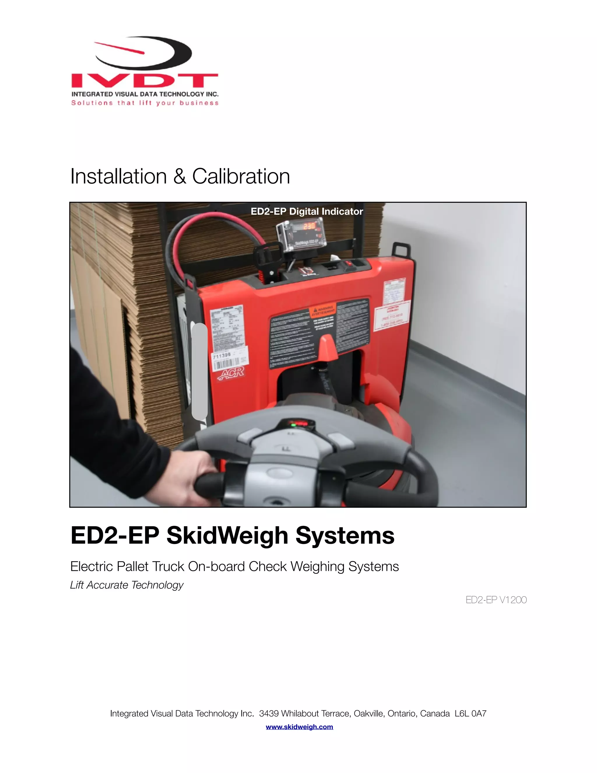 Electric Pallet Truck Check Weighing System, ED2-EP V1200 | PDF