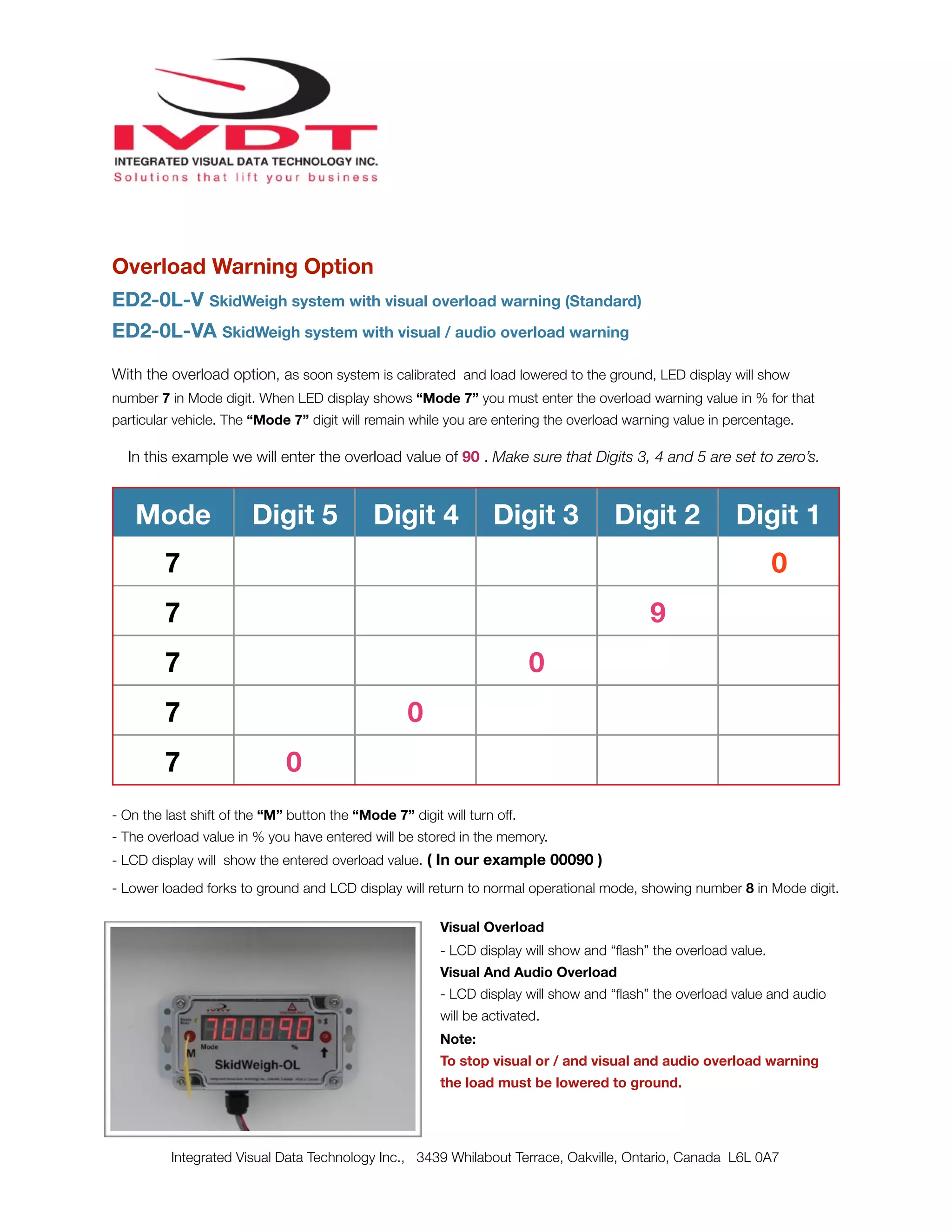 SkidWeigh ED2E Series, forklift overload warning | PDF