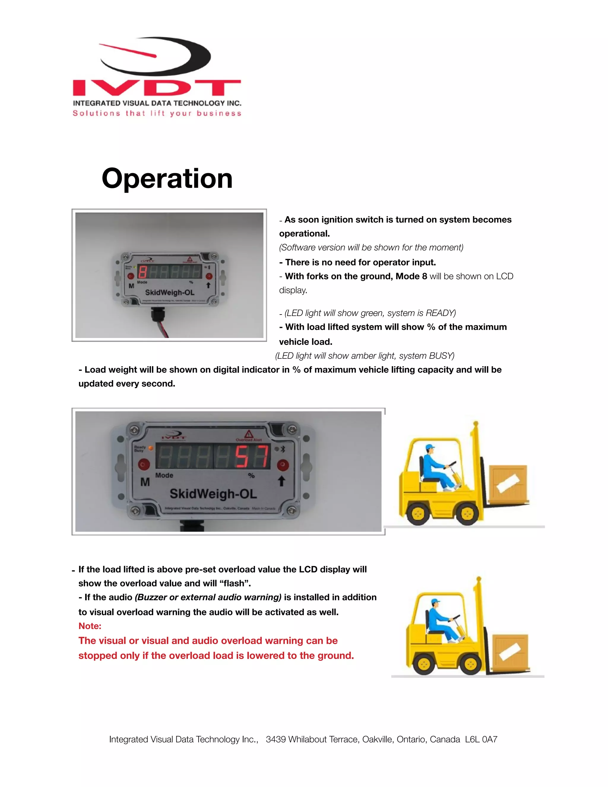 SkidWeigh ED2E Series, forklift overload warning | PDF