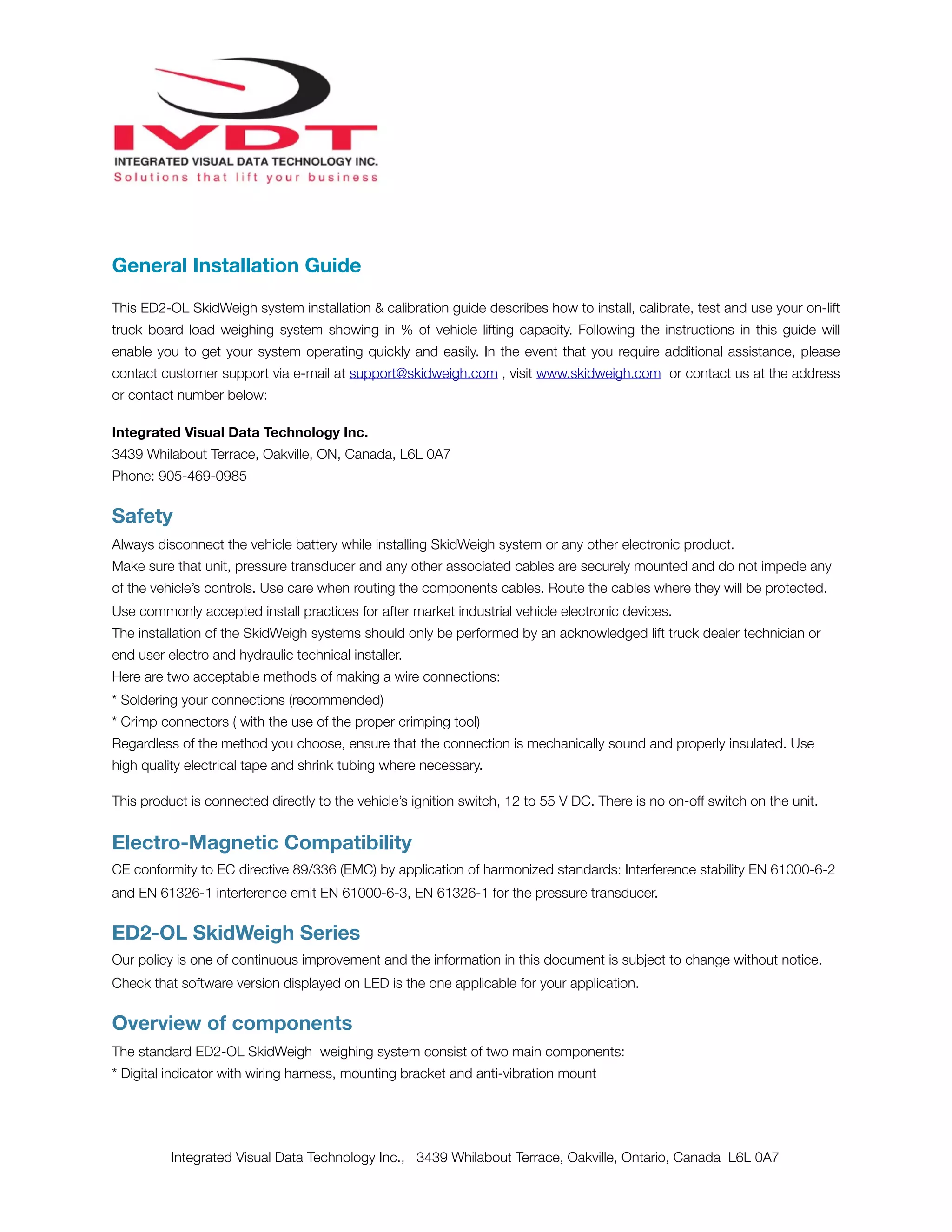SkidWeigh ED2E Series, forklift overload warning | PDF