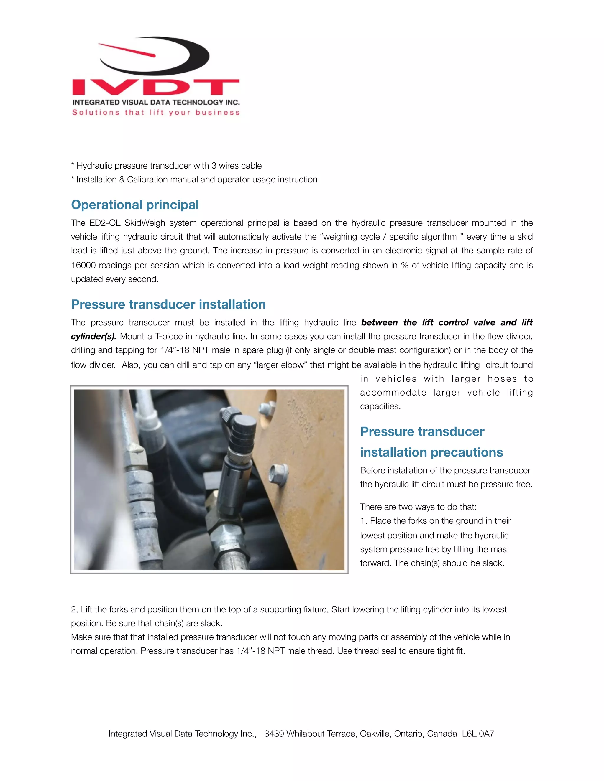 SkidWeigh ED2E Series, forklift overload warning | PDF