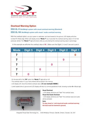 SkidWeigh ED2E Series, forklift overload warning | PDF