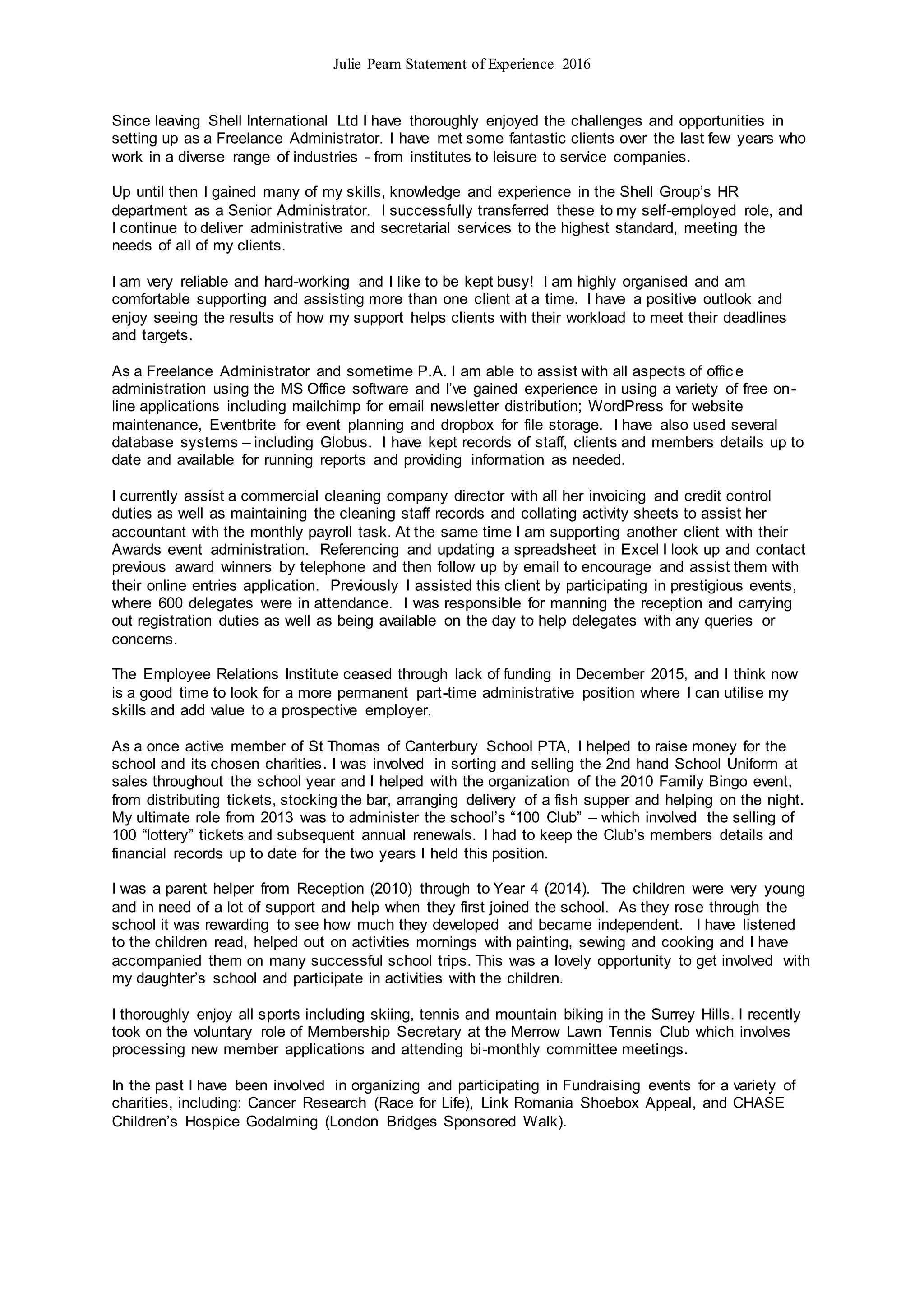 Julie Pearn statement 2016 | DOCX