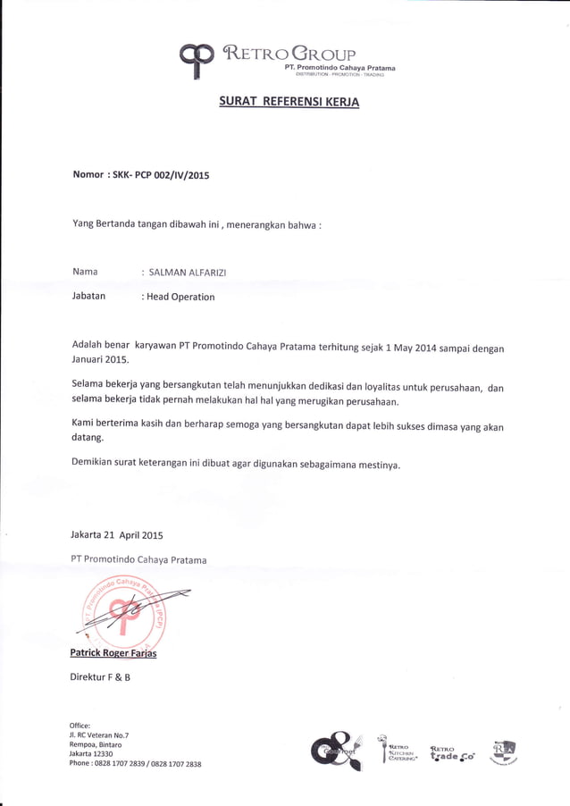 Reference Letter - PT. PCP | PDF