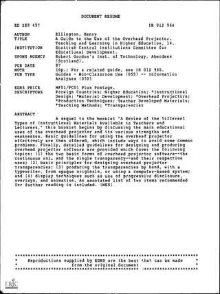 overhead projector guide | PDF