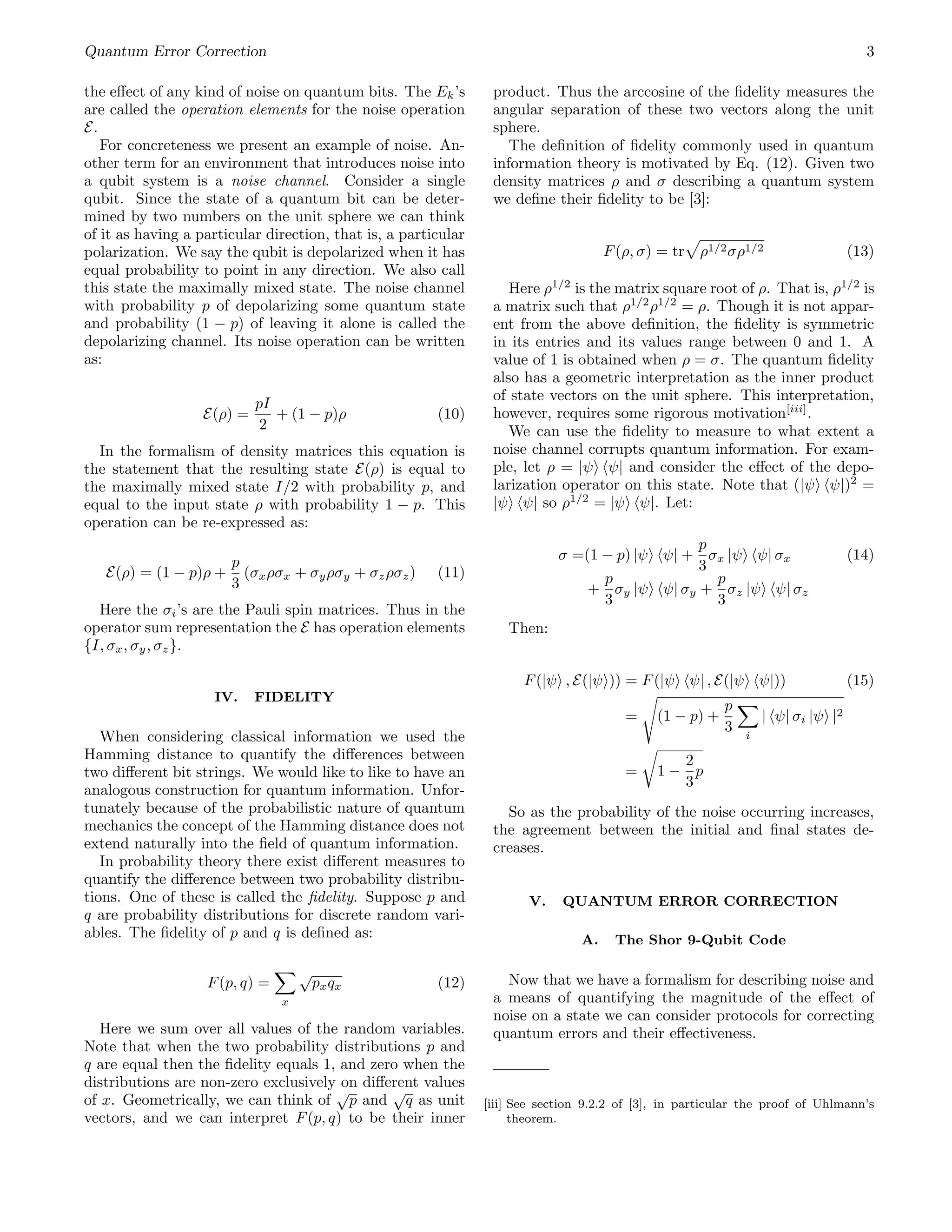 Quantum Noise and Error Correction | PDF