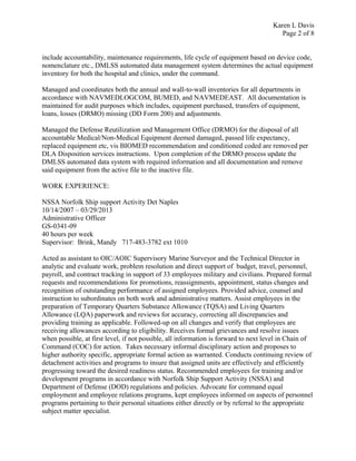 Karen L Davis Resume 2015 | DOC