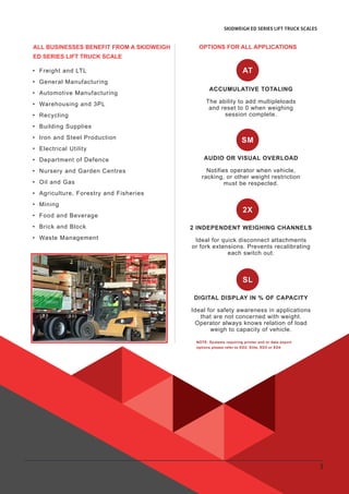 Forklift onboard Weighing Scales, ED2 Brochure | PDF