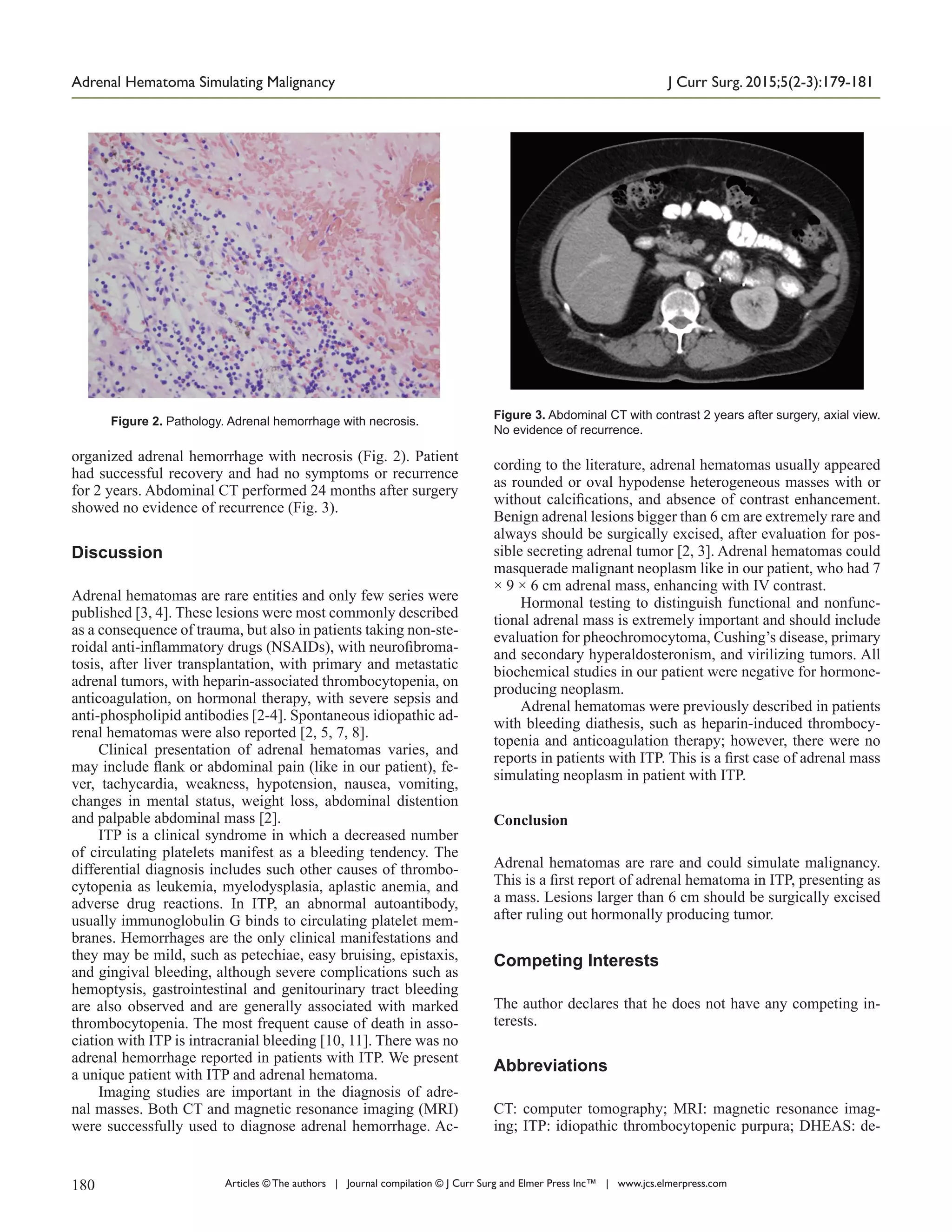 Adrenal Hematoma in ITP | PDF