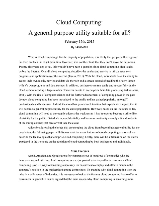 Cloud computing essay | PDF