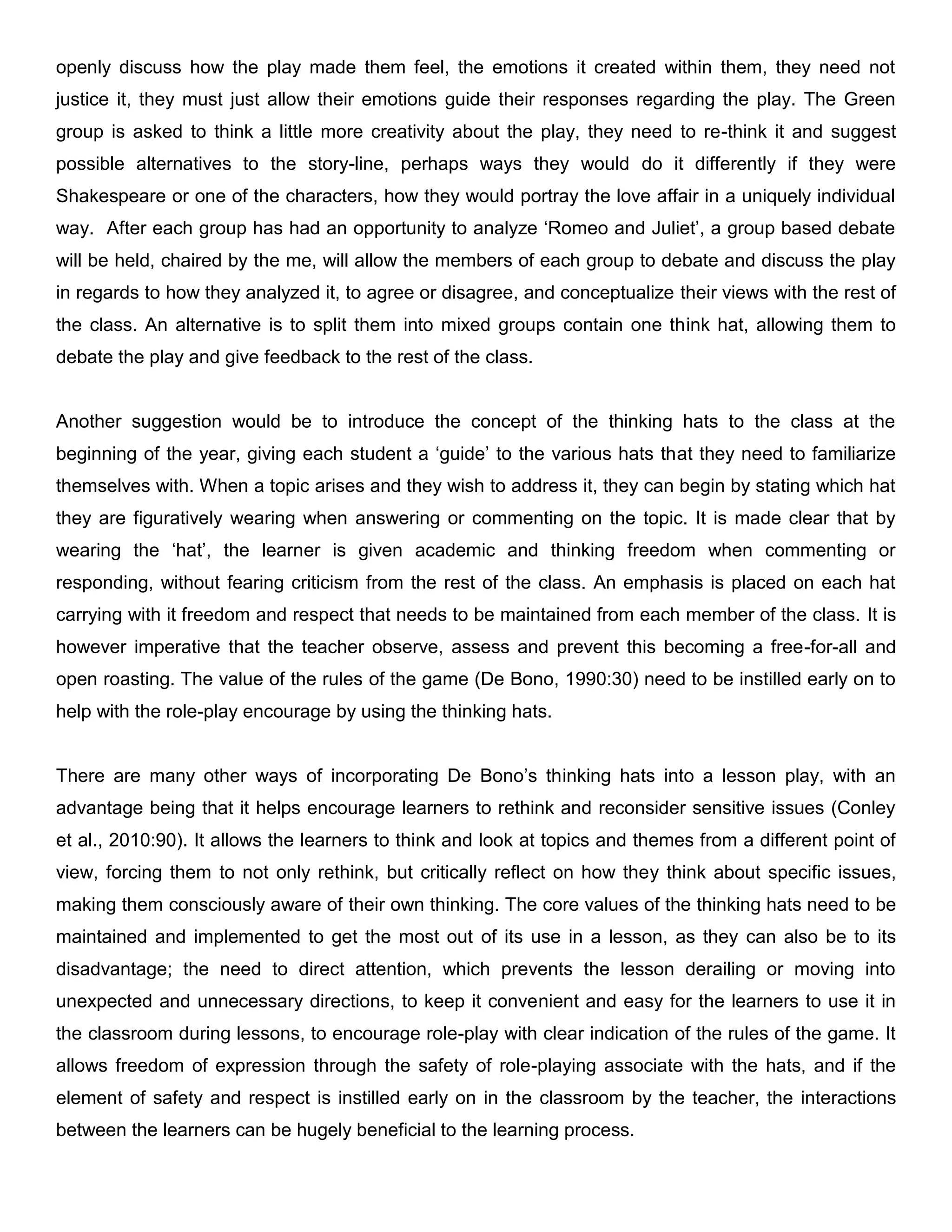 De Bono’s 6 think hats in the classroom | PDF