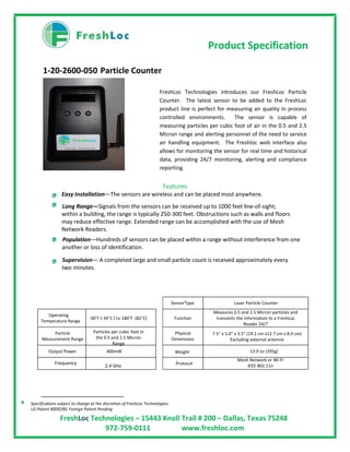 FreshLoc Core Product Specifications | PDF