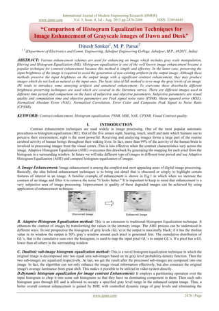 Comparison of Histogram Equalization Techniques for Image Enhancement of Grayscale images of ...