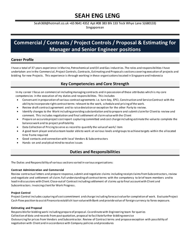 Resume Seah Eng Leng | PDF