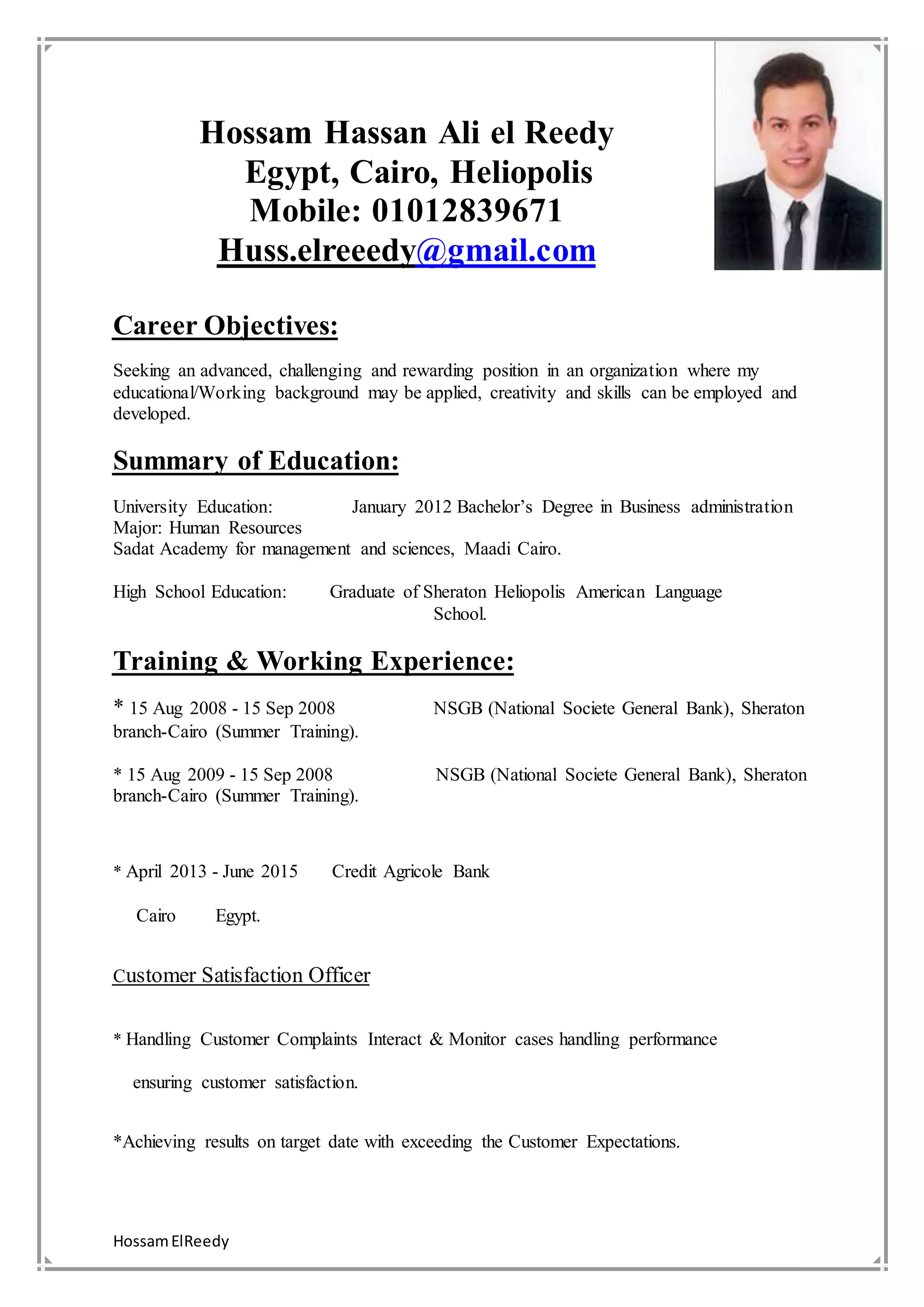 hossam cv 20155 (Autosaved) | DOCX | Professional School | Postgraduate Education