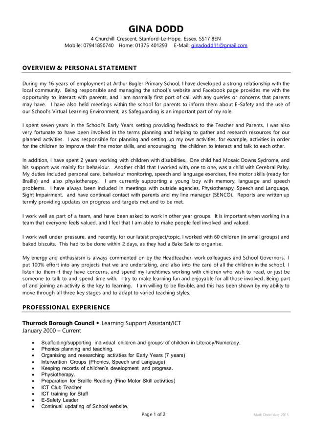 Gina Dodd CV | PDF