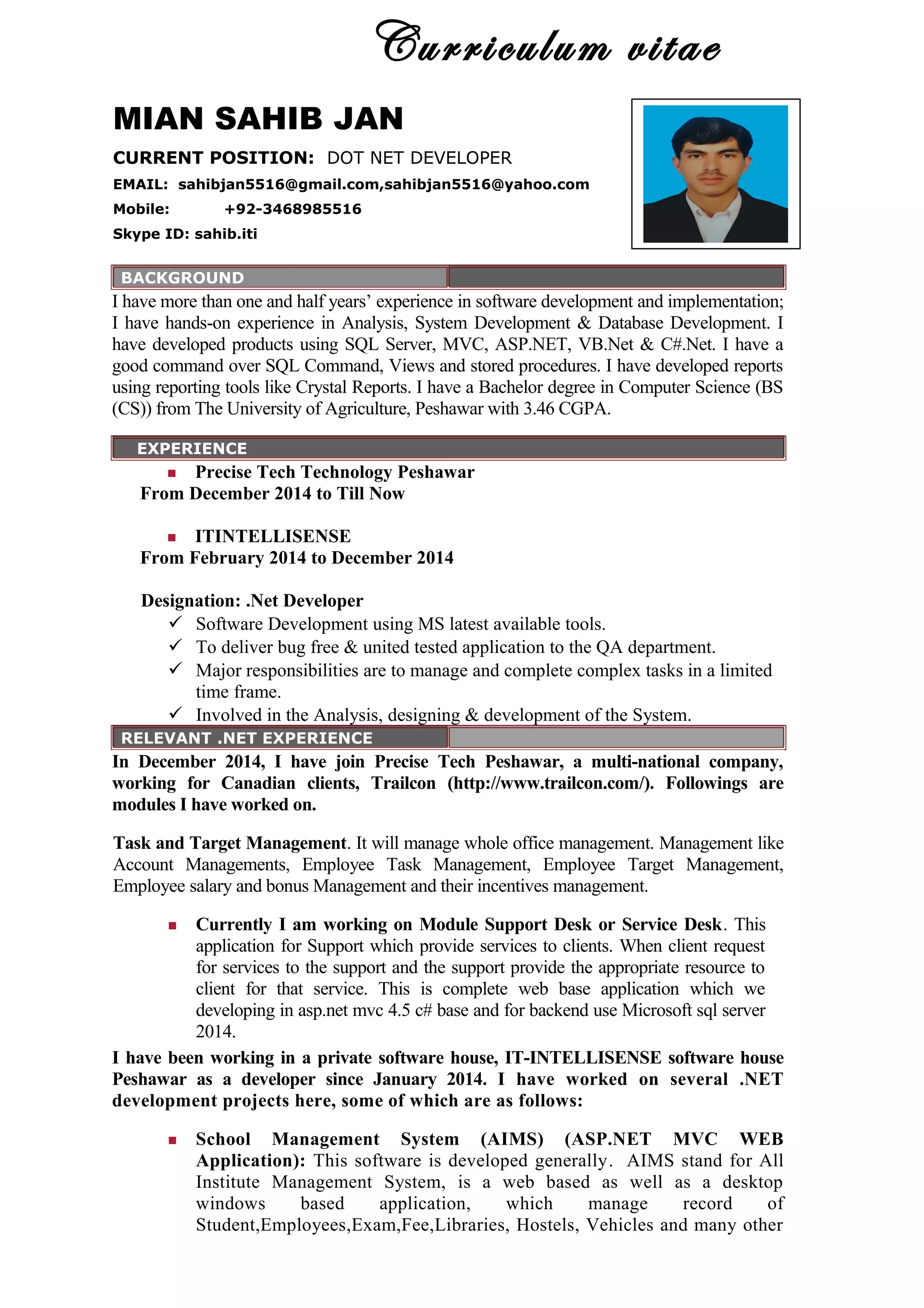 Mian Sahib updated current update latest CV. | DOC