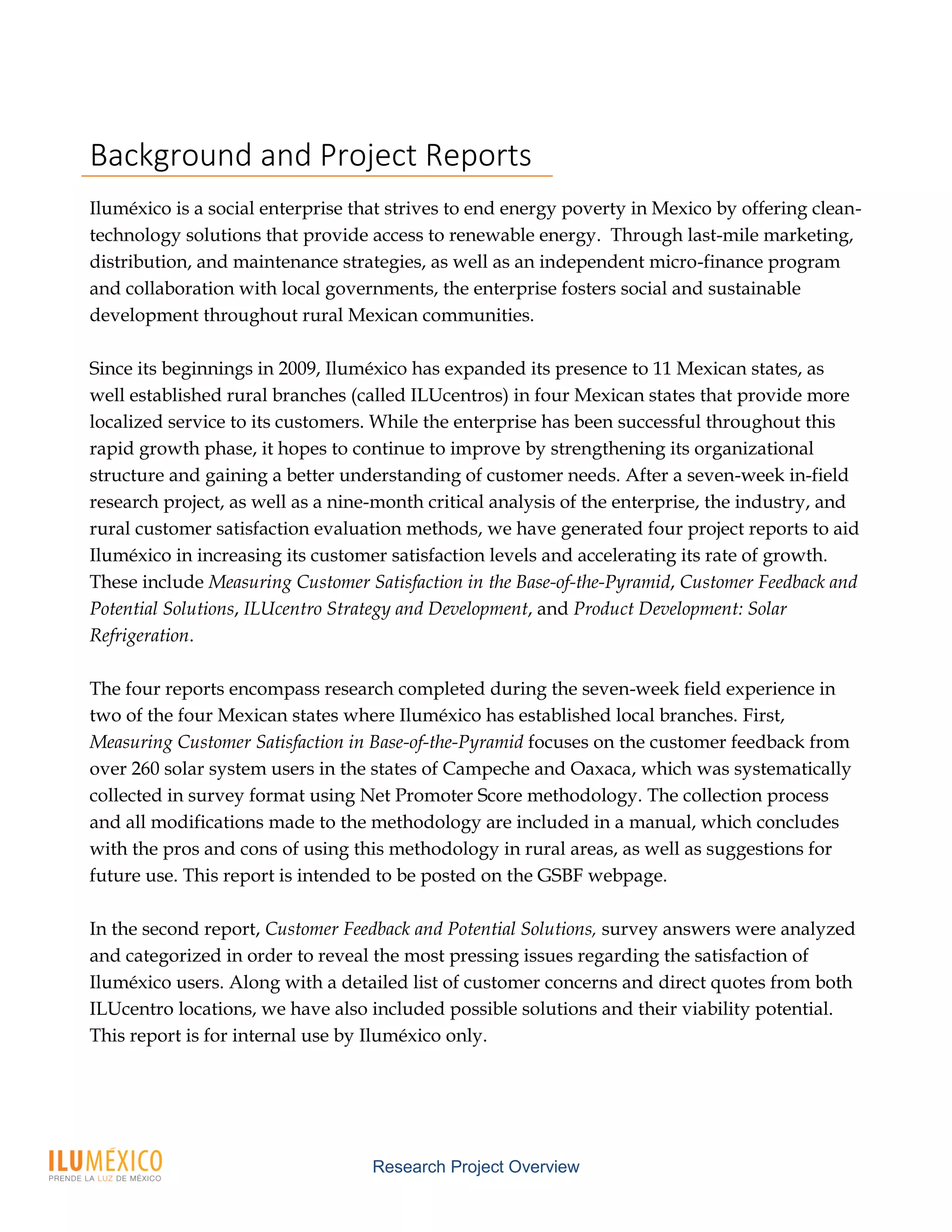 GSBF- Research Project Overview Ilumexico | PDF