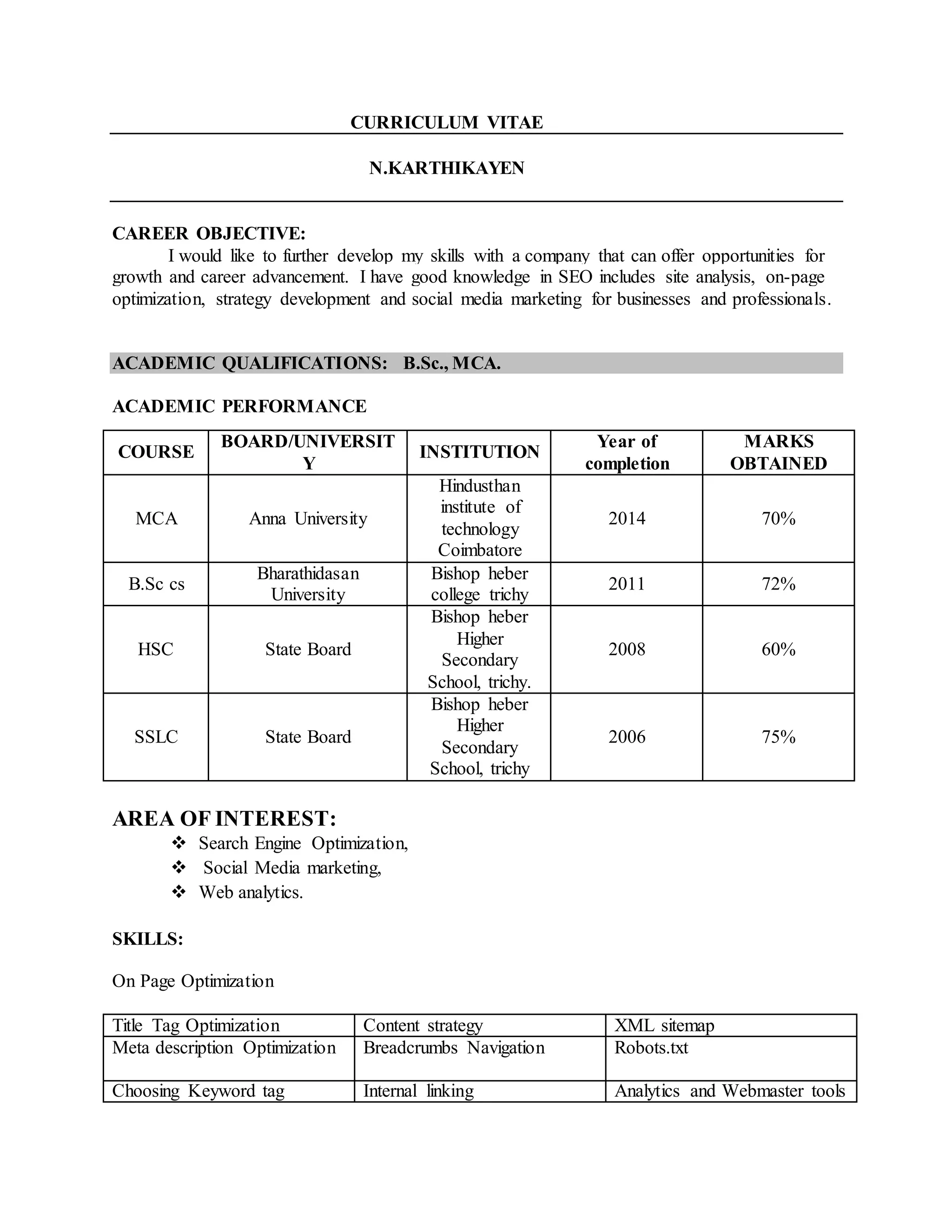 karthikeyan resume | DOCX