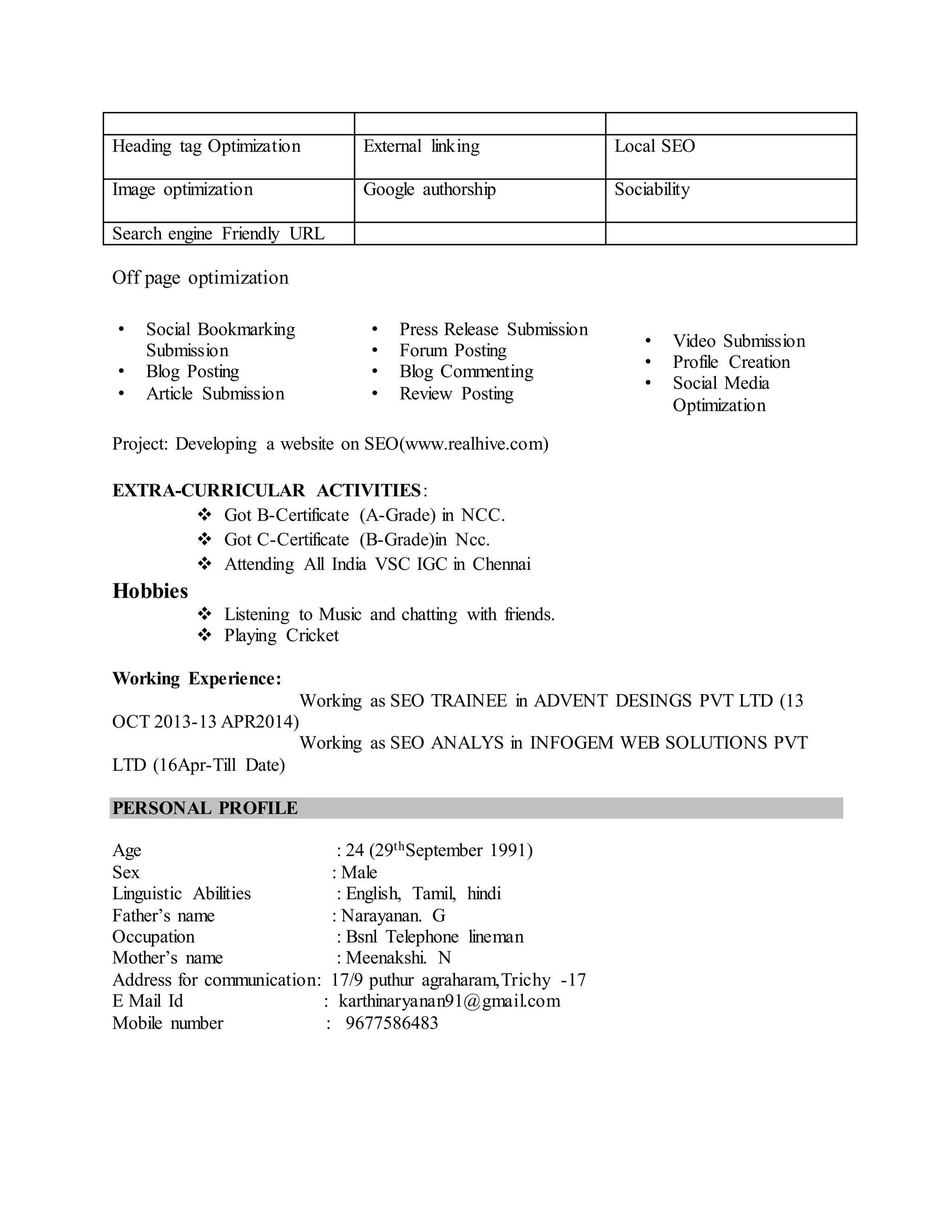 karthikeyan resume | DOCX