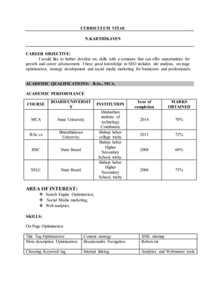 karthikeyan resume | DOCX