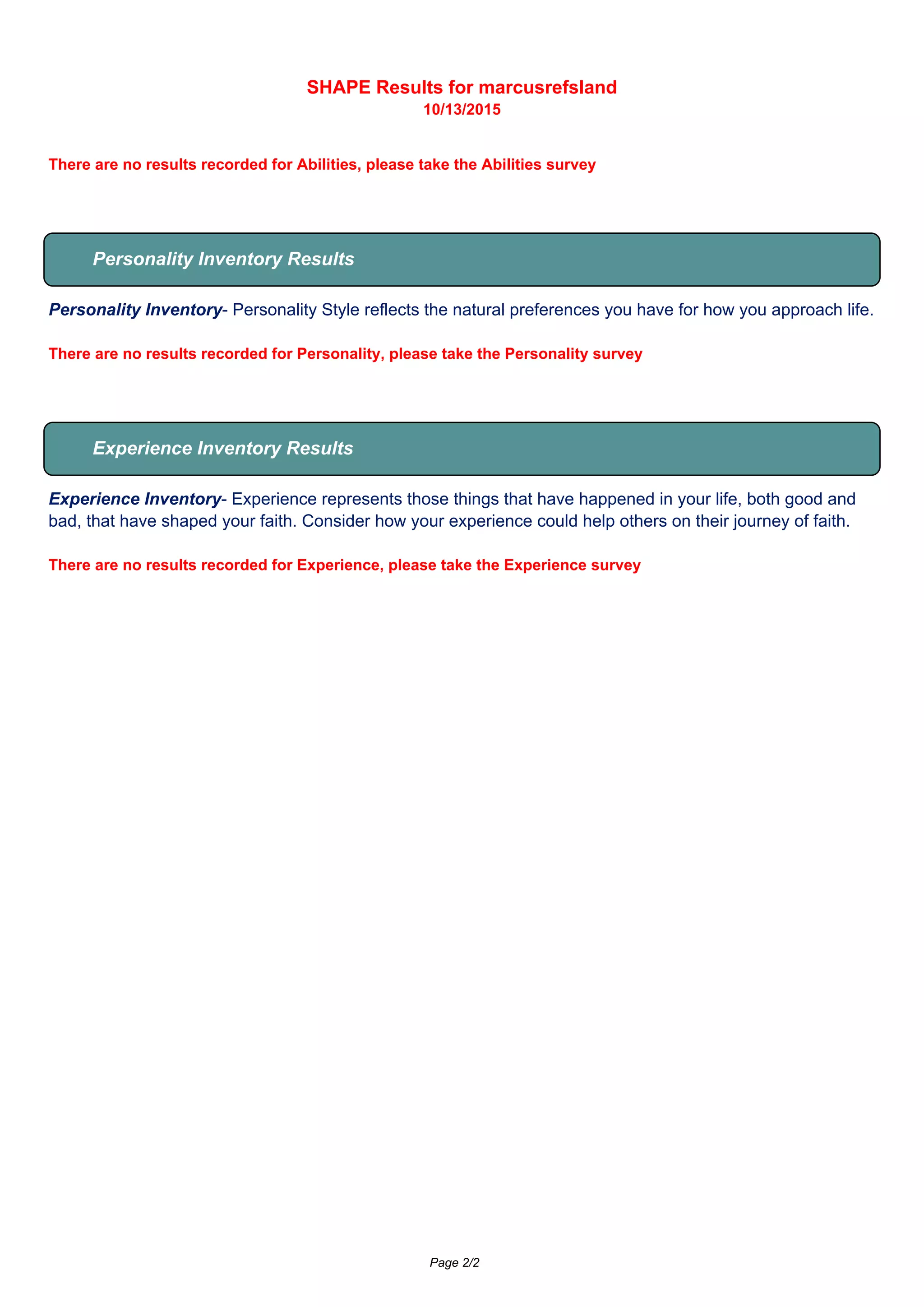 SHAPE Spiritual Gifts Test | PDF