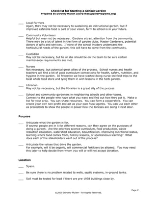 Checklist for Starting a School Garden | PDF