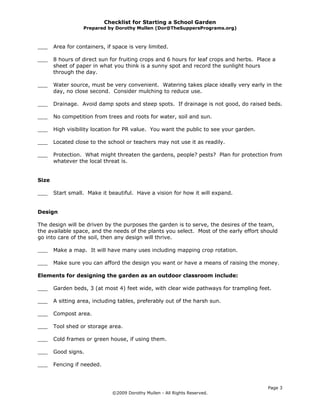 Checklist for Starting a School Garden | PDF