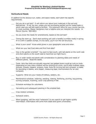 Checklist for Starting a School Garden | PDF