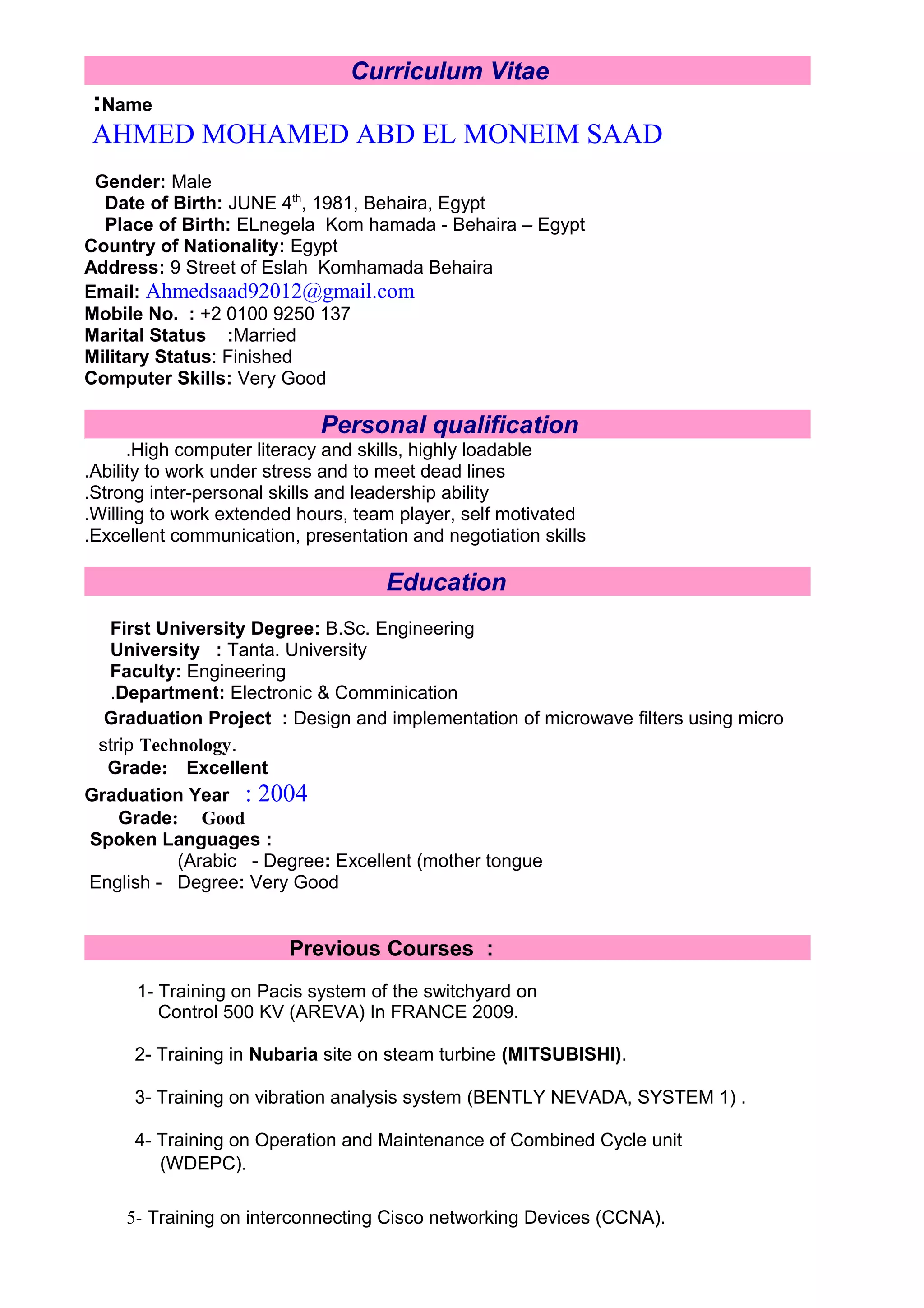 ahmed saad cv | PDF