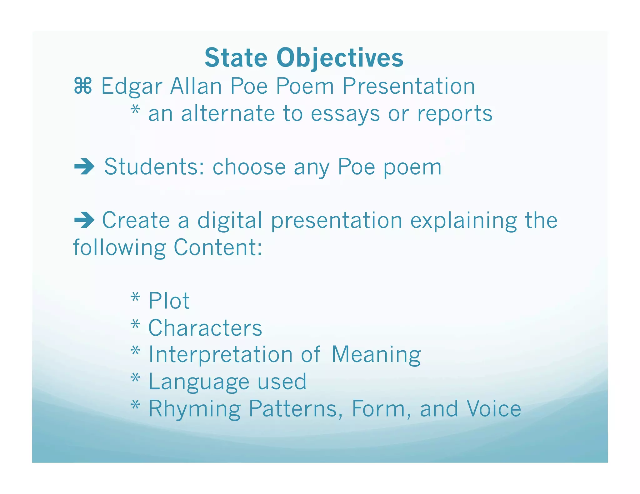 Poe Presentation Lesson Plan | PPT
