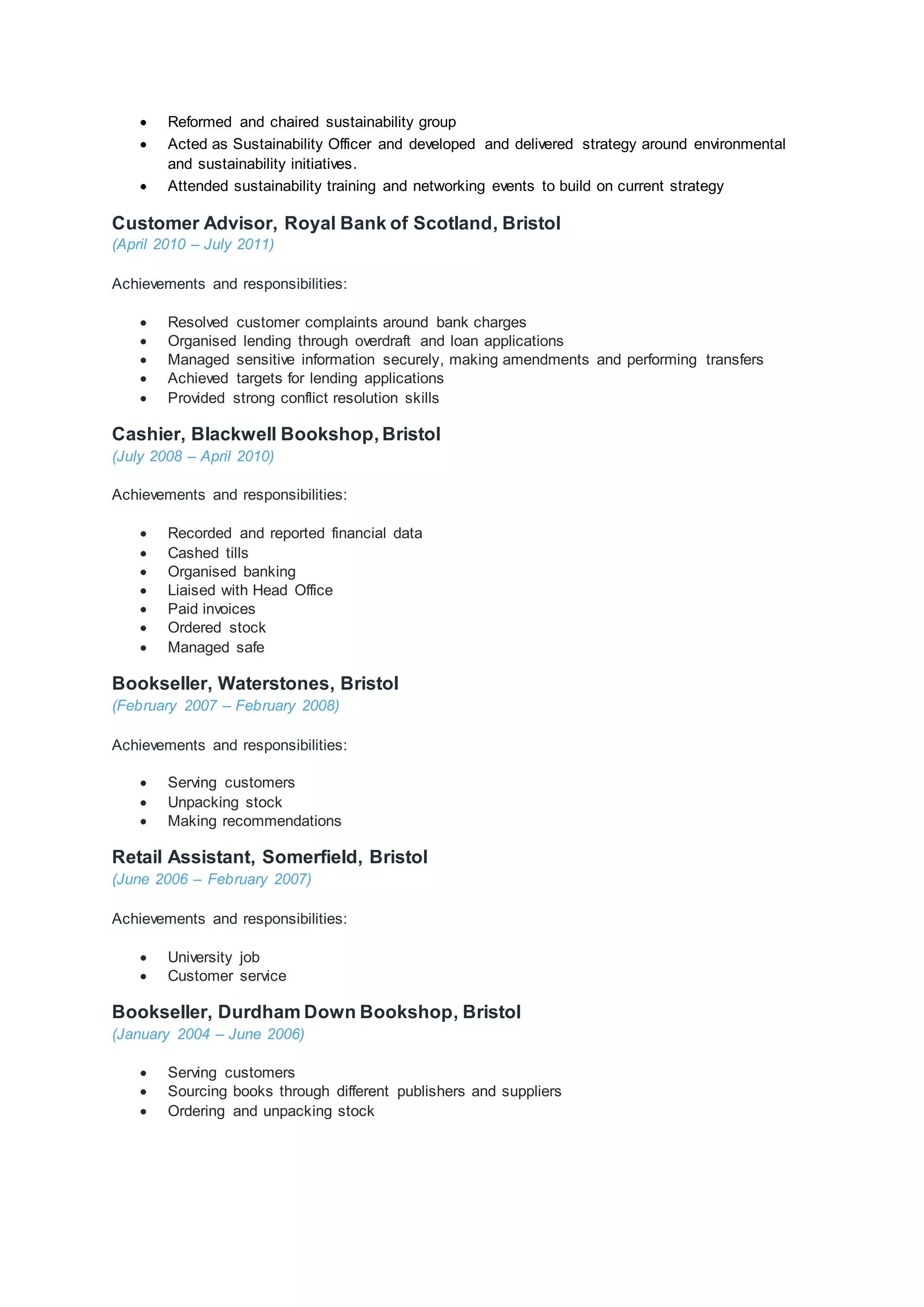 Holly Wilkins CV2 | DOCX | Business Administration | Business